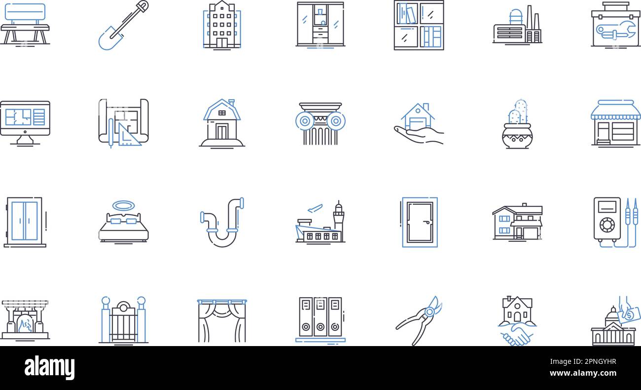 Warehouse construction line icons collection. Storage, Pallets ... Warehouse construction line icons collection. Storage, Pallets ...