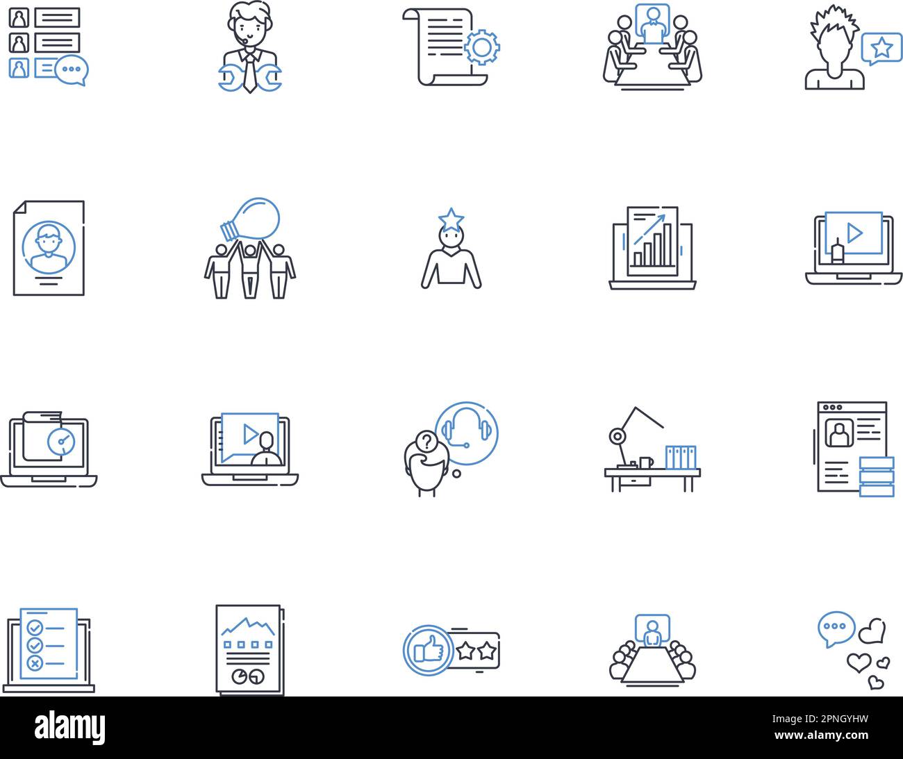 Writing blog line icons collection. Creativity, Inspiration, Clarity, T ...
