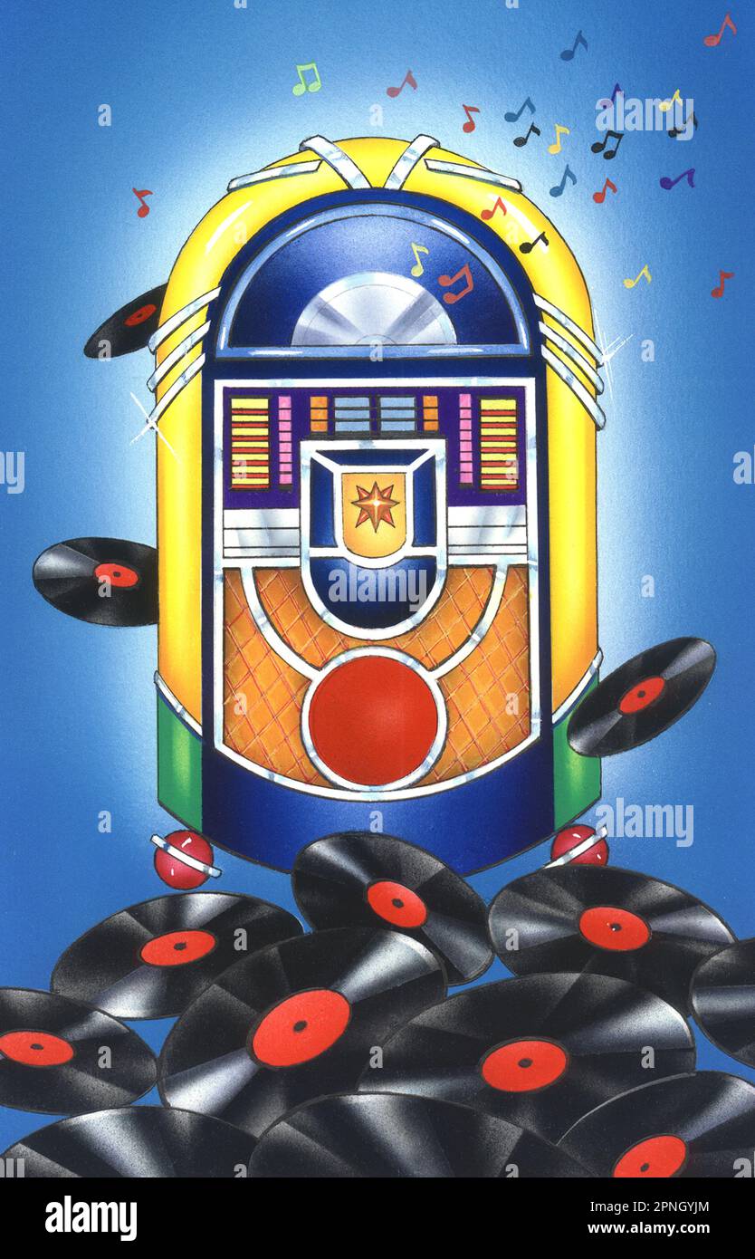 General-Jukebox records music notes Stock Photo - Alamy