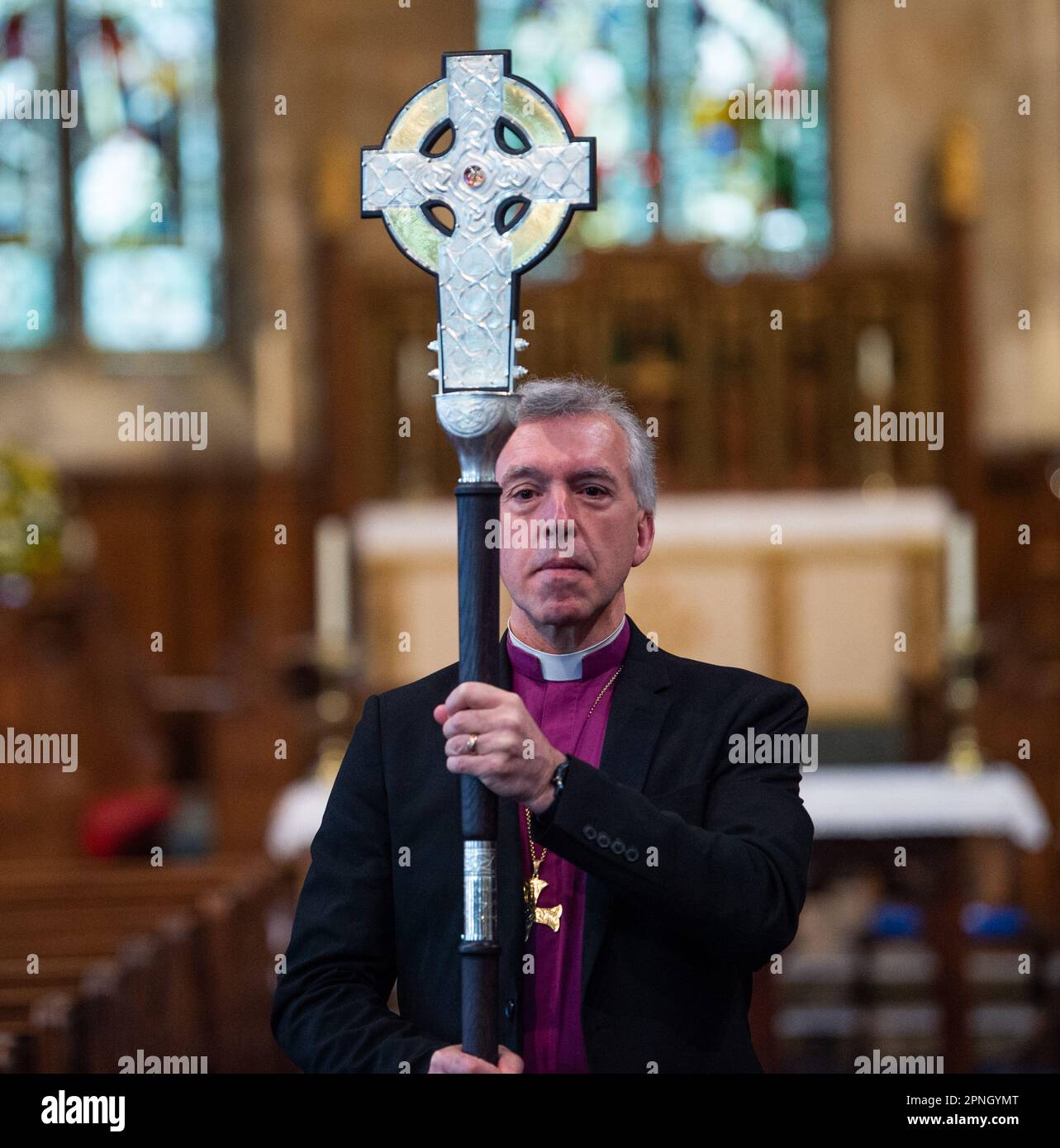 The Cross of Wales is blessed by Archbishop of Wales Andrew John during ...