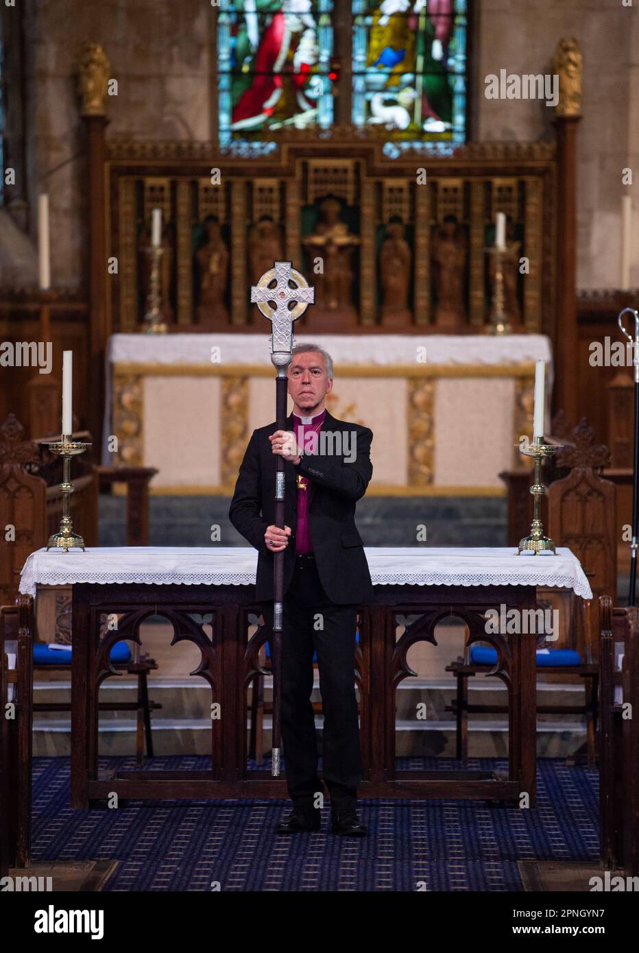 The Cross of Wales is blessed by Archbishop of Wales Andrew John during ...