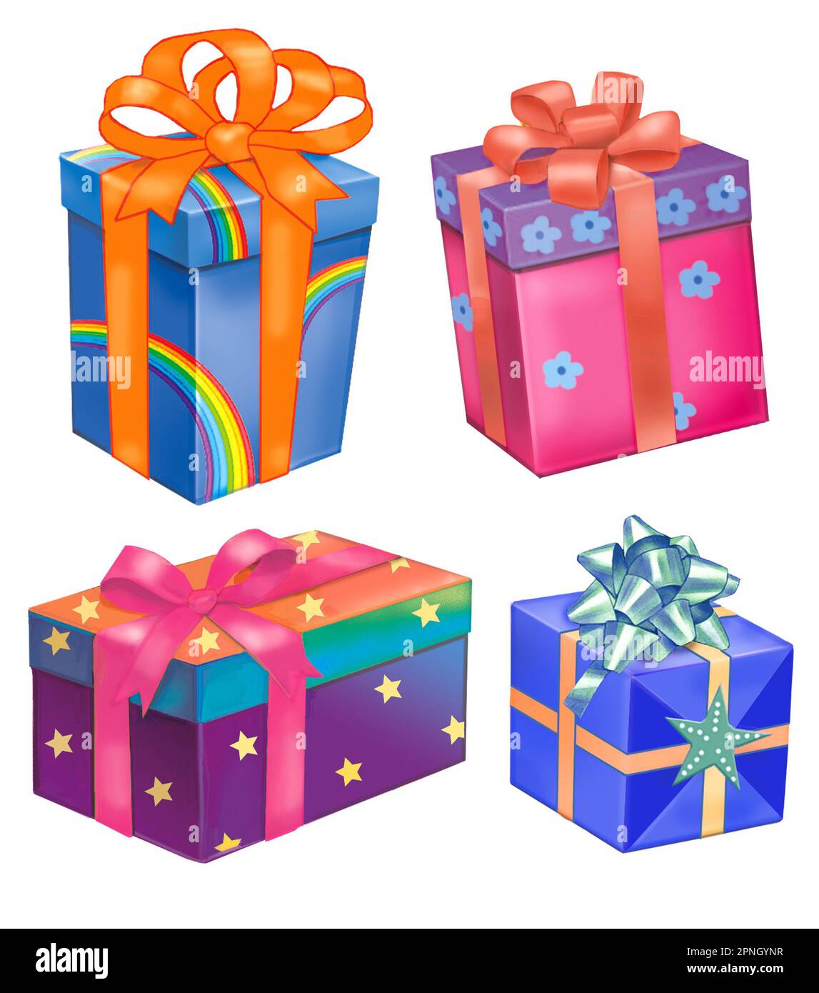 Party & Celebrations-Colourful Gift boxes with ribbons Stock Photo - Alamy