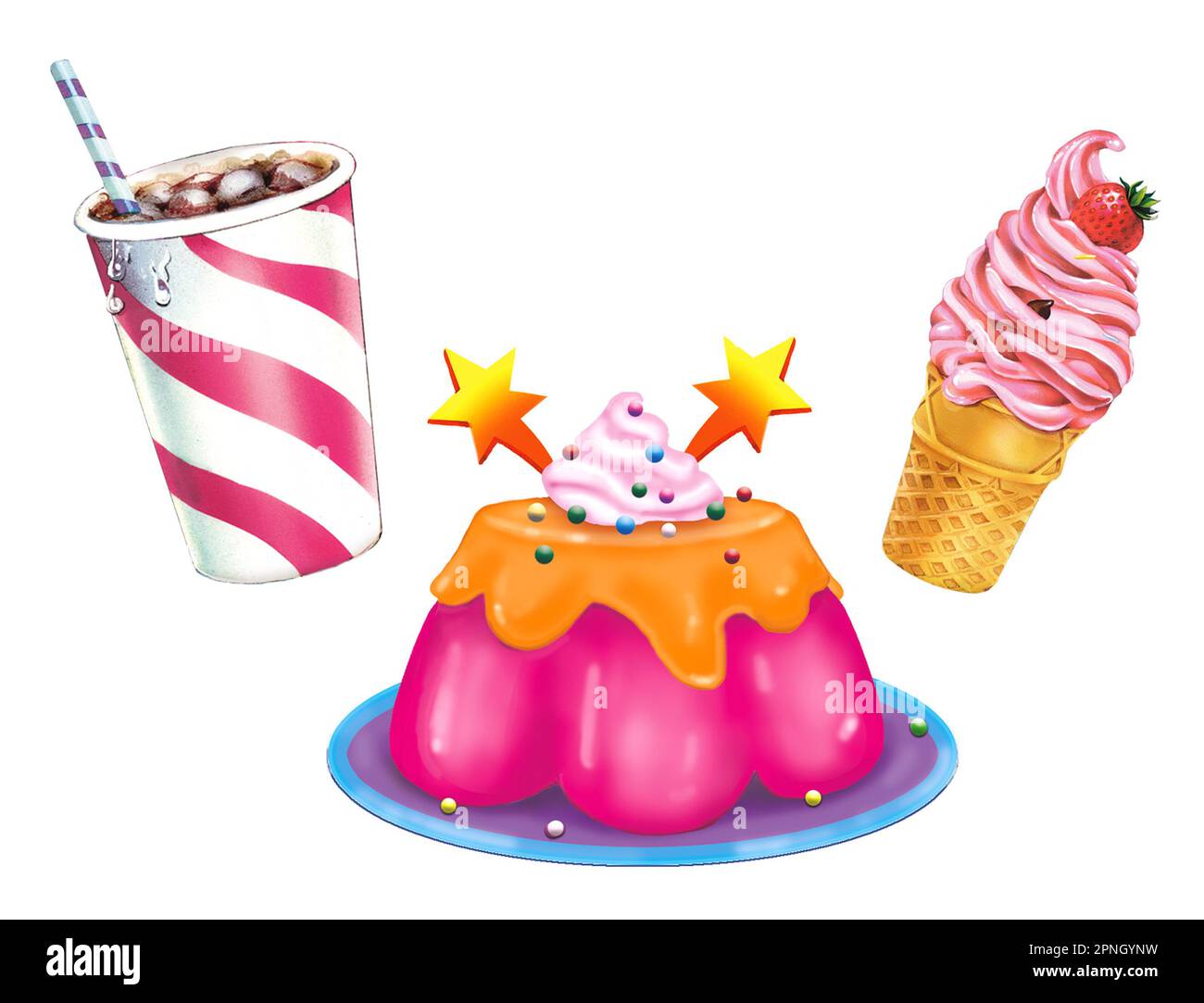 Party & celebrations-Drink, Colourful jelly & icecream cone Stock Photo ...