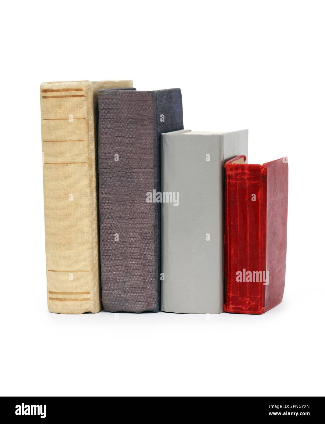 Few old books in a row isolated on white background with clipping path ...
