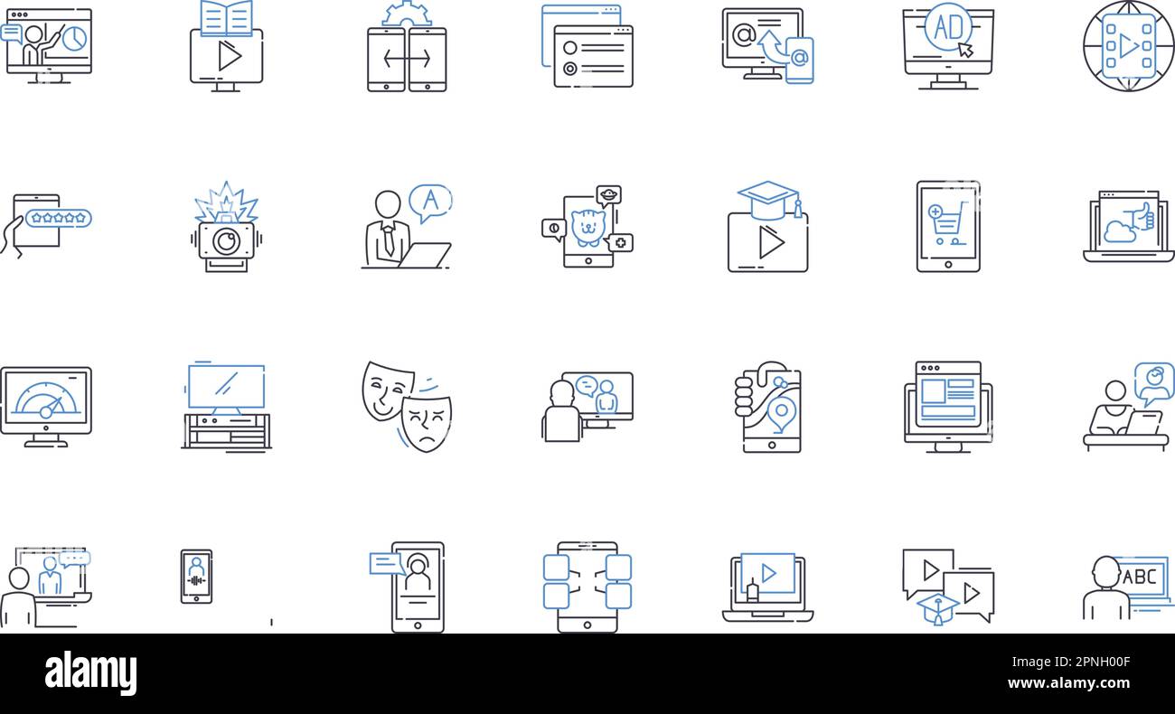 Cinema line icons collection. Film, Action, Drama, Comedy, Romance ...