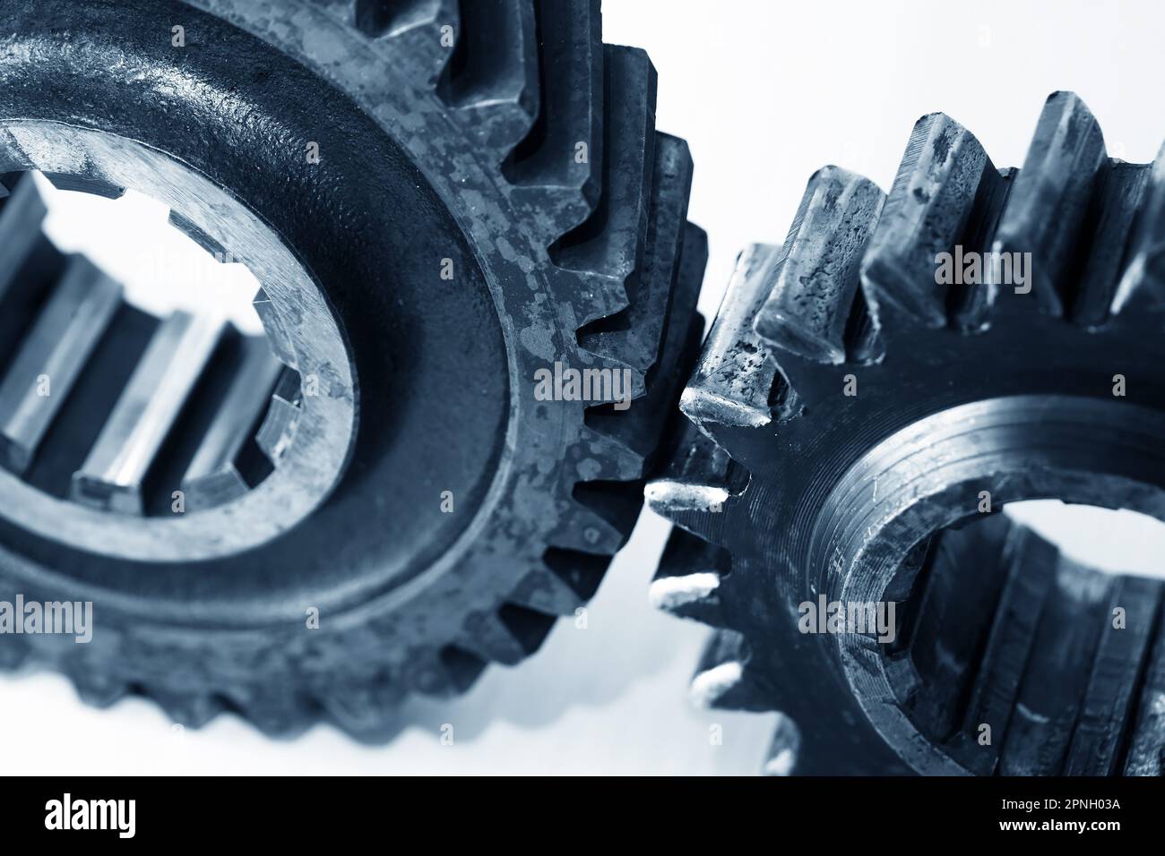 Engineering concept. Extreme closeup of set of old gears Stock Photo ...