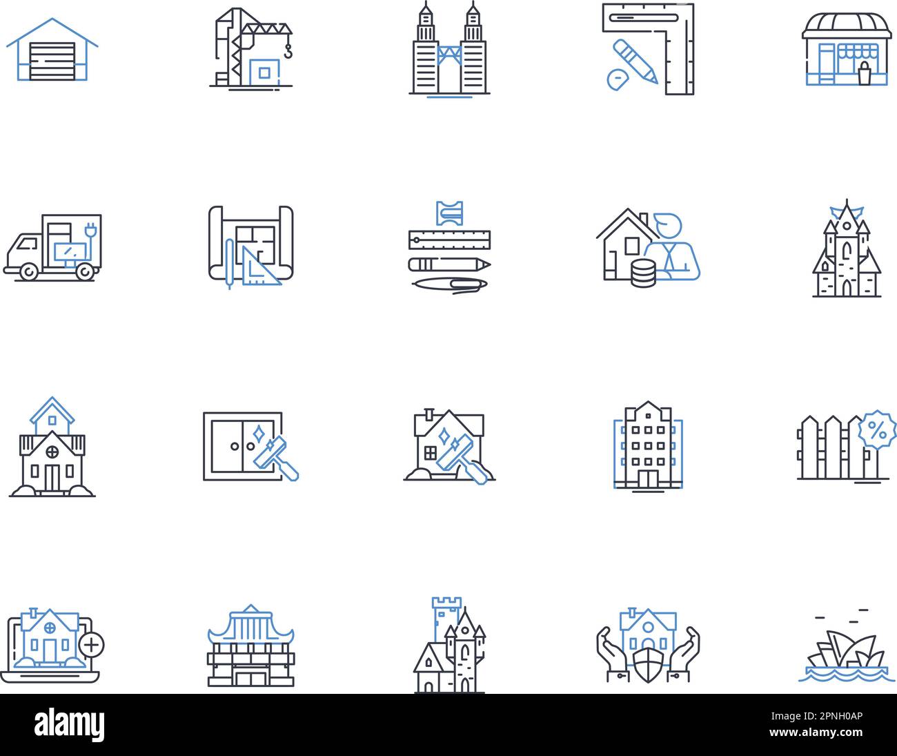 Tenements line icons collection. Slums, Crowded, Poverty, Squalor ...