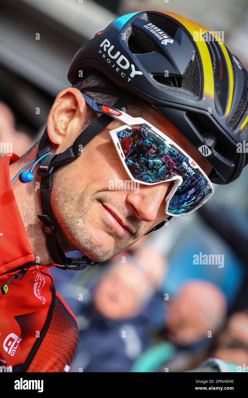 Herve, Belgium. 19th Apr, 2023. Dutch Wout Poels of Bahrain Victorious ...