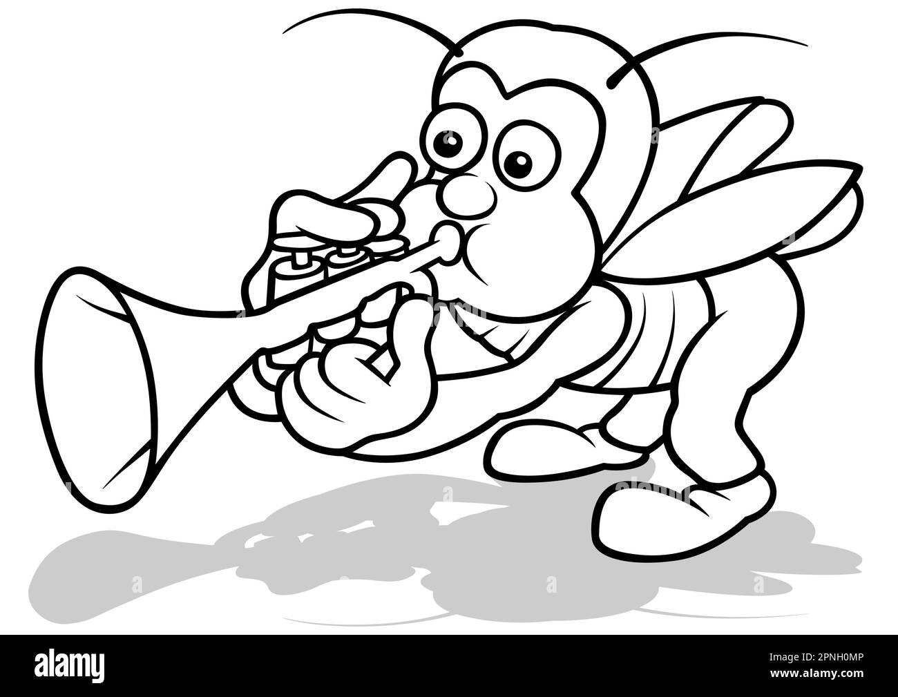Drawing of a Beetle Playing a Trumpet Stock Vector Image & Art - Alamy