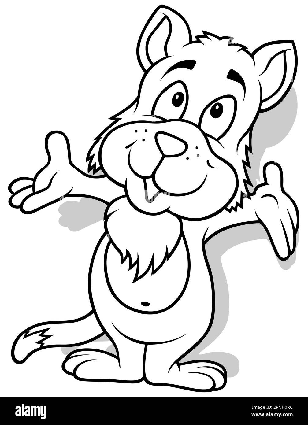 Happy cartoon character open arms Black and White Stock Photos & Images ...