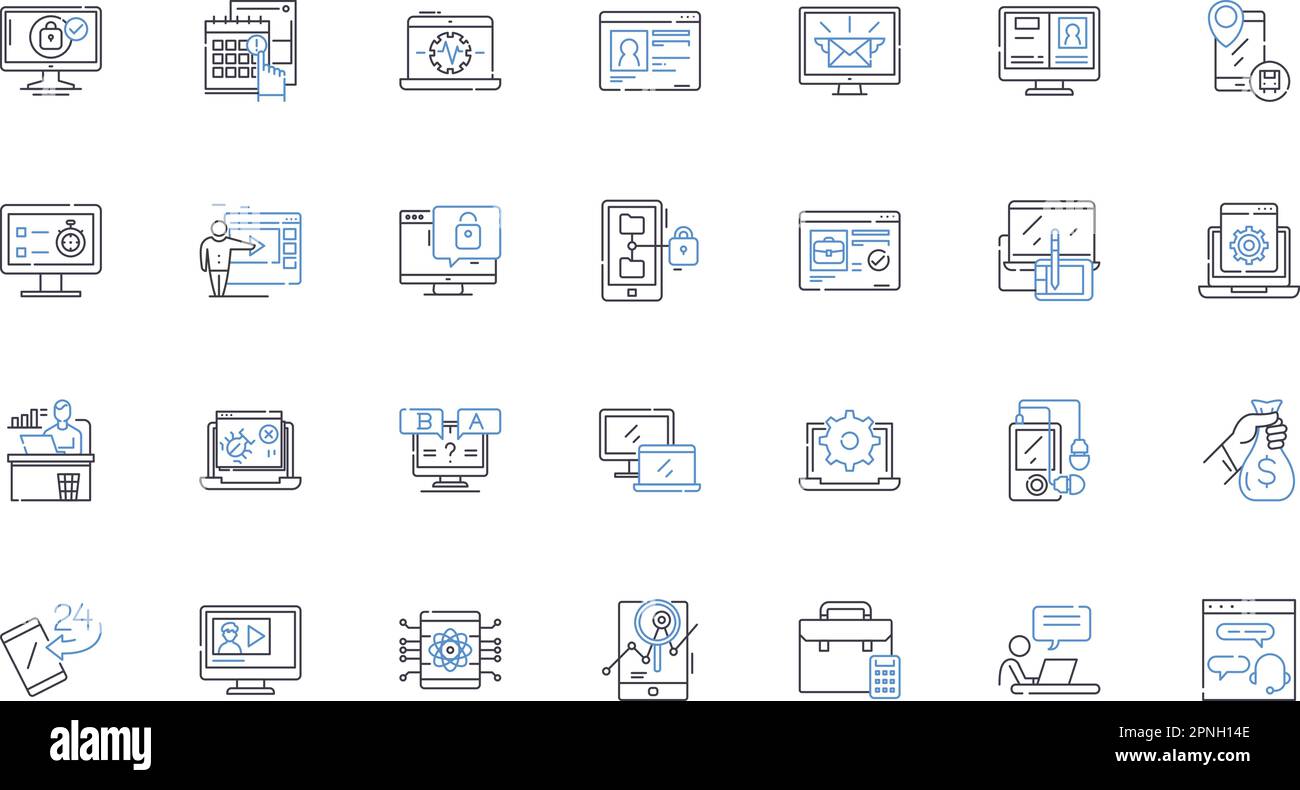 Electronic commerce line icons collection. Cyber, Online, Digital, Web ...