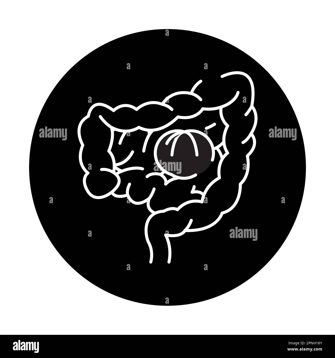 Intestinal obstruction color line icon. Human diseases. Pictogram for ...