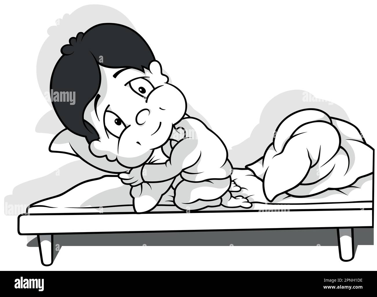 Boy resting in bed Cut Out Stock Images & Pictures - Alamy