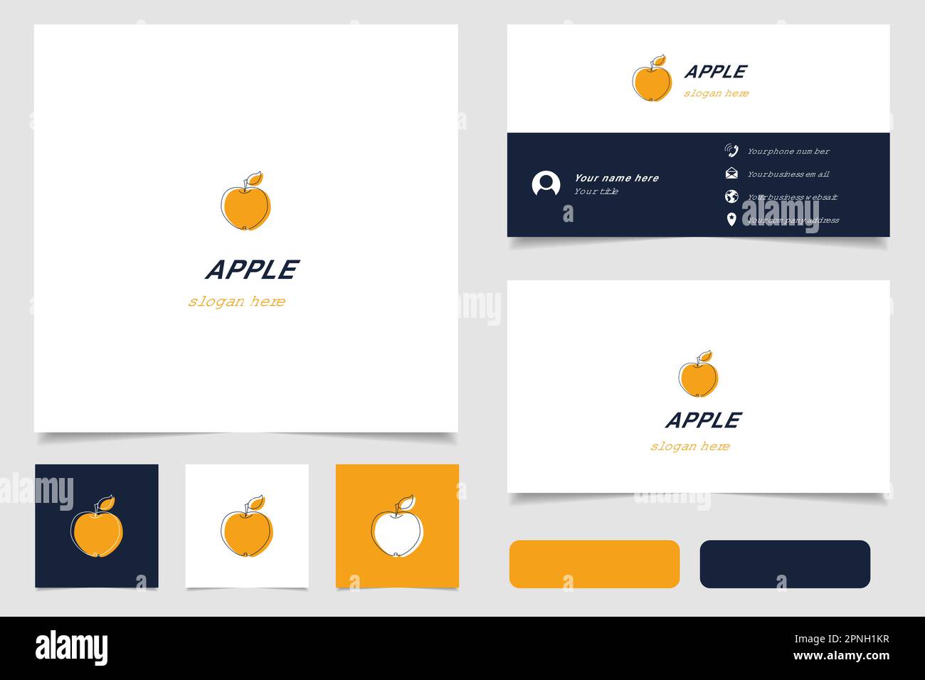 Apple logo design with editable slogan. Branding book and business card ...