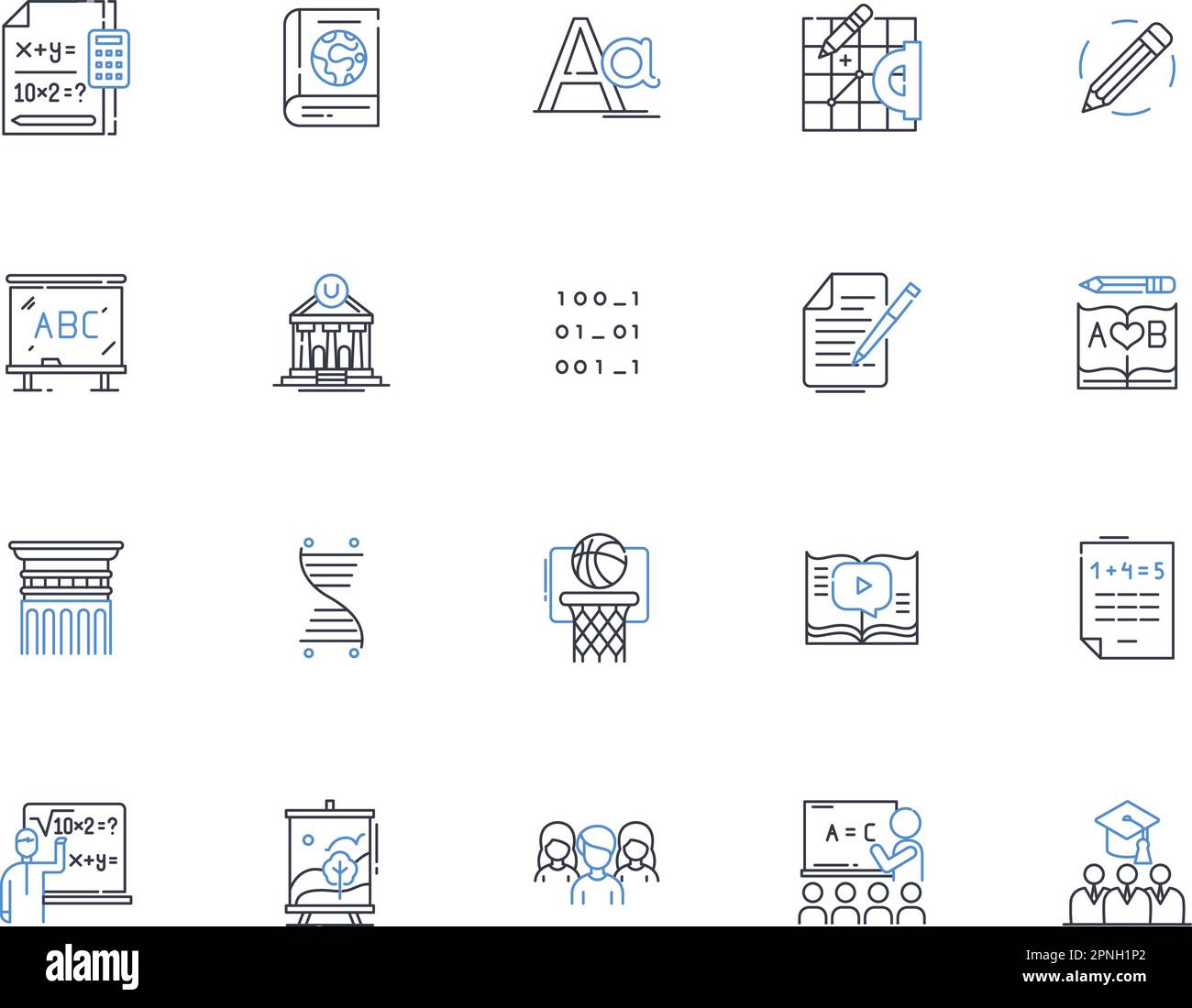 Educational institution line icons collection. Learning, Curriculum ...