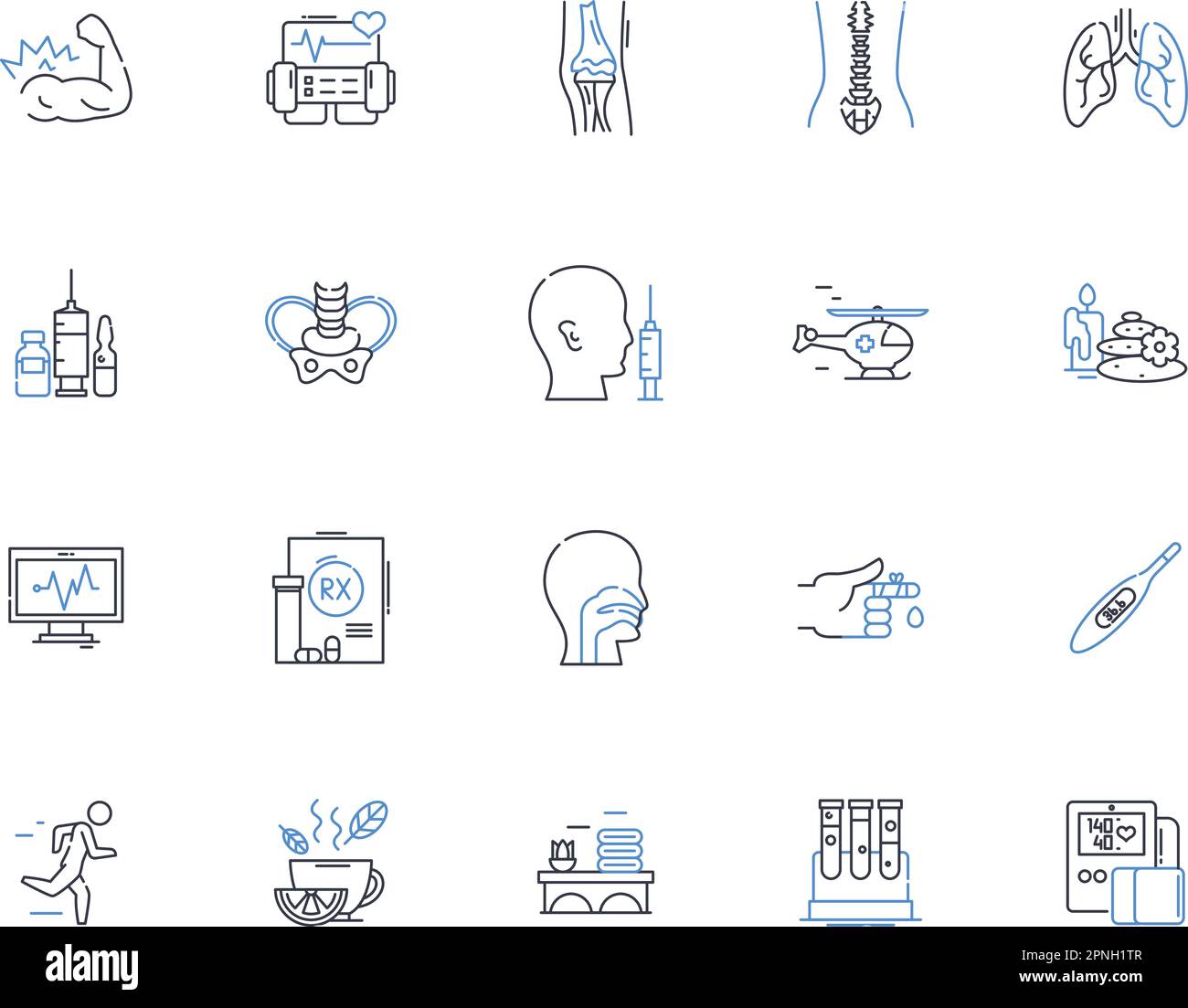 Health intervention line icons collection. Fitness, Wellness, Exercise ...