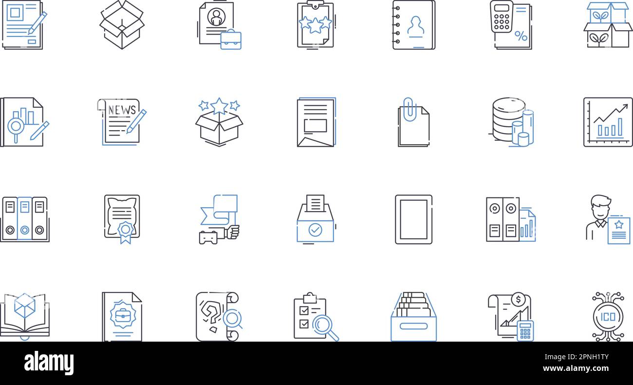 Organizational Files Line Icons Collection Management Filing