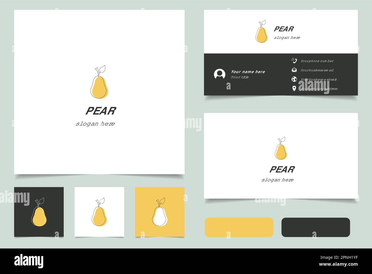 Pear Logo Design With Editable Slogan Branding Book And Business Card