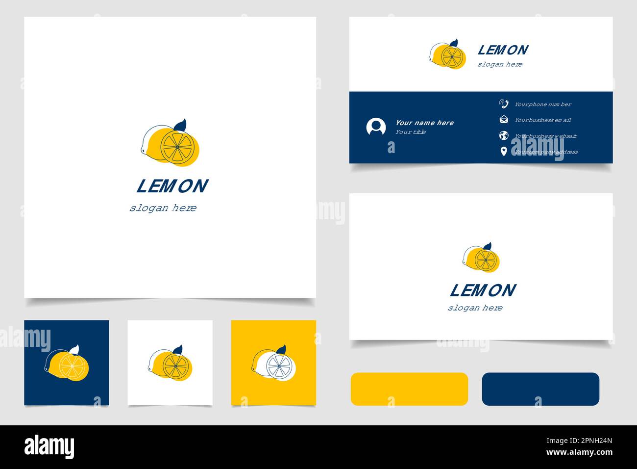 Lemon logo design with editable slogan. Branding book and business card ...