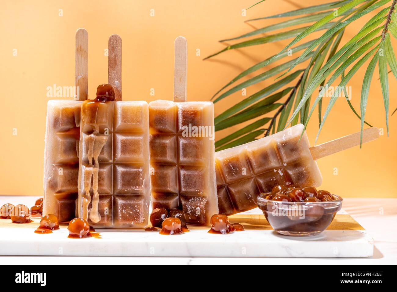 Tapioka latte popsicles. Frozen tapioca boba balls coffee frappe, ice ...
