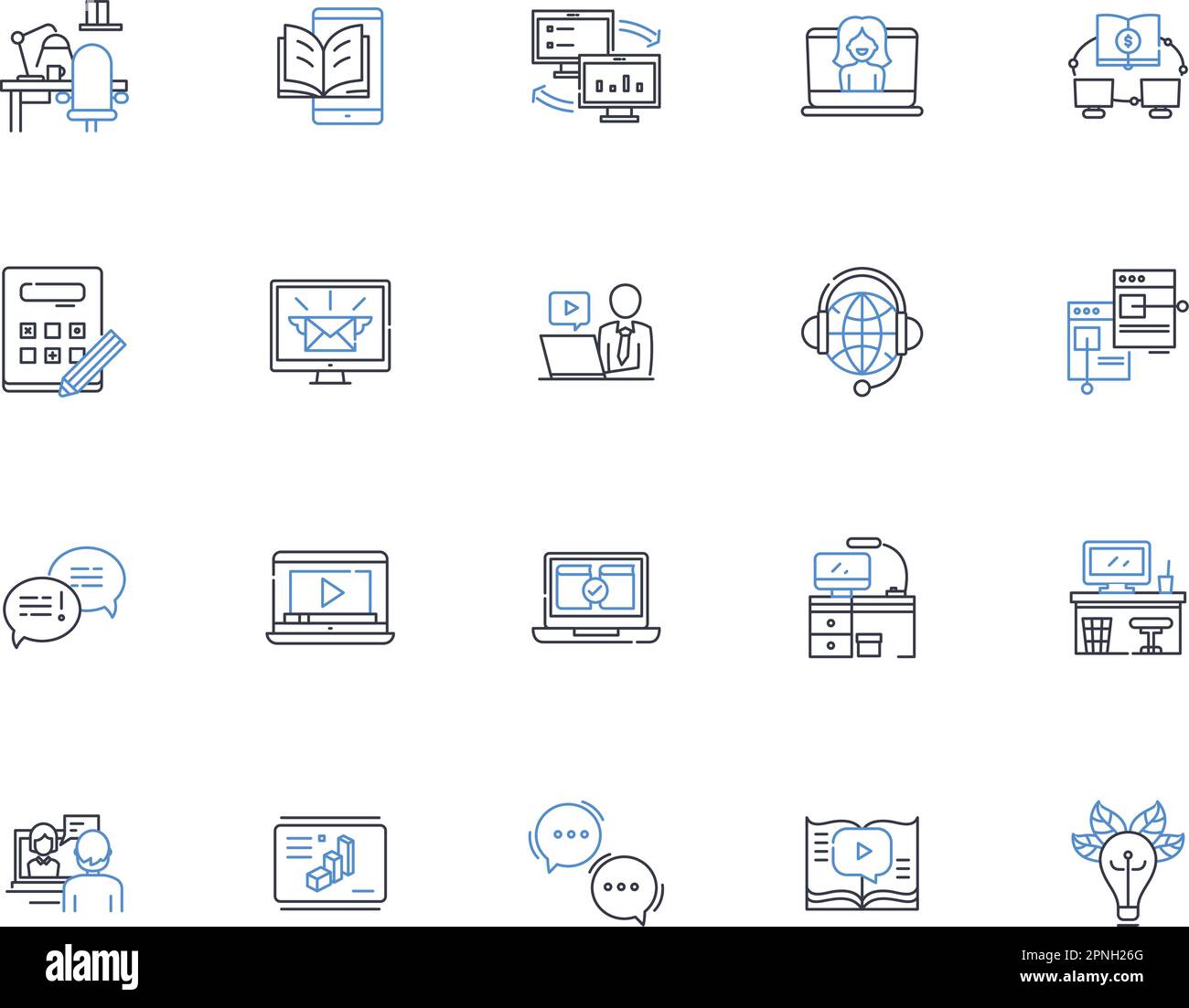 Digital instruction line icons collection. E-learning, Online, Virtual ...