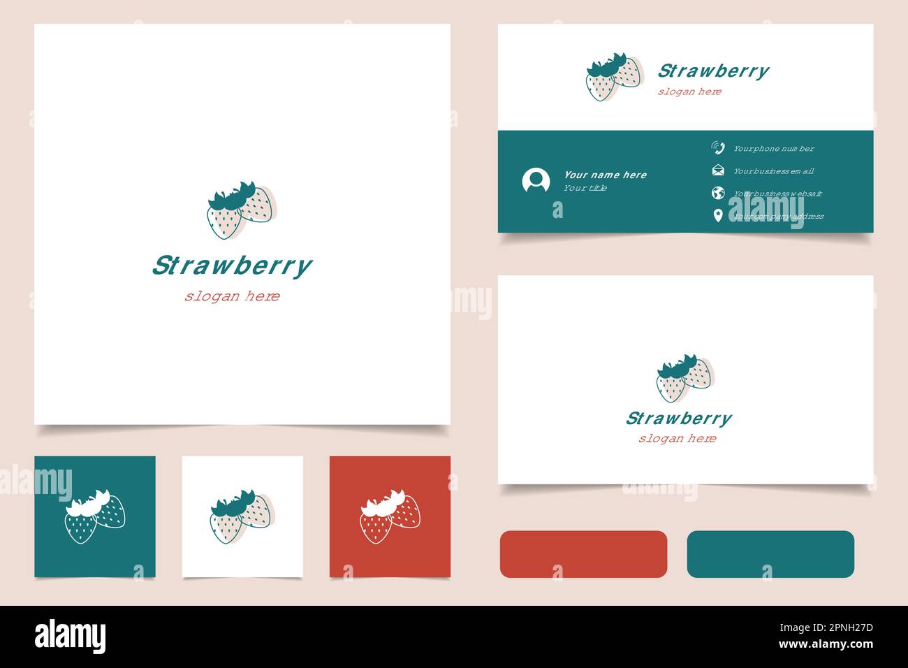 Strawberry logo design with editable slogan. Branding book and business ...