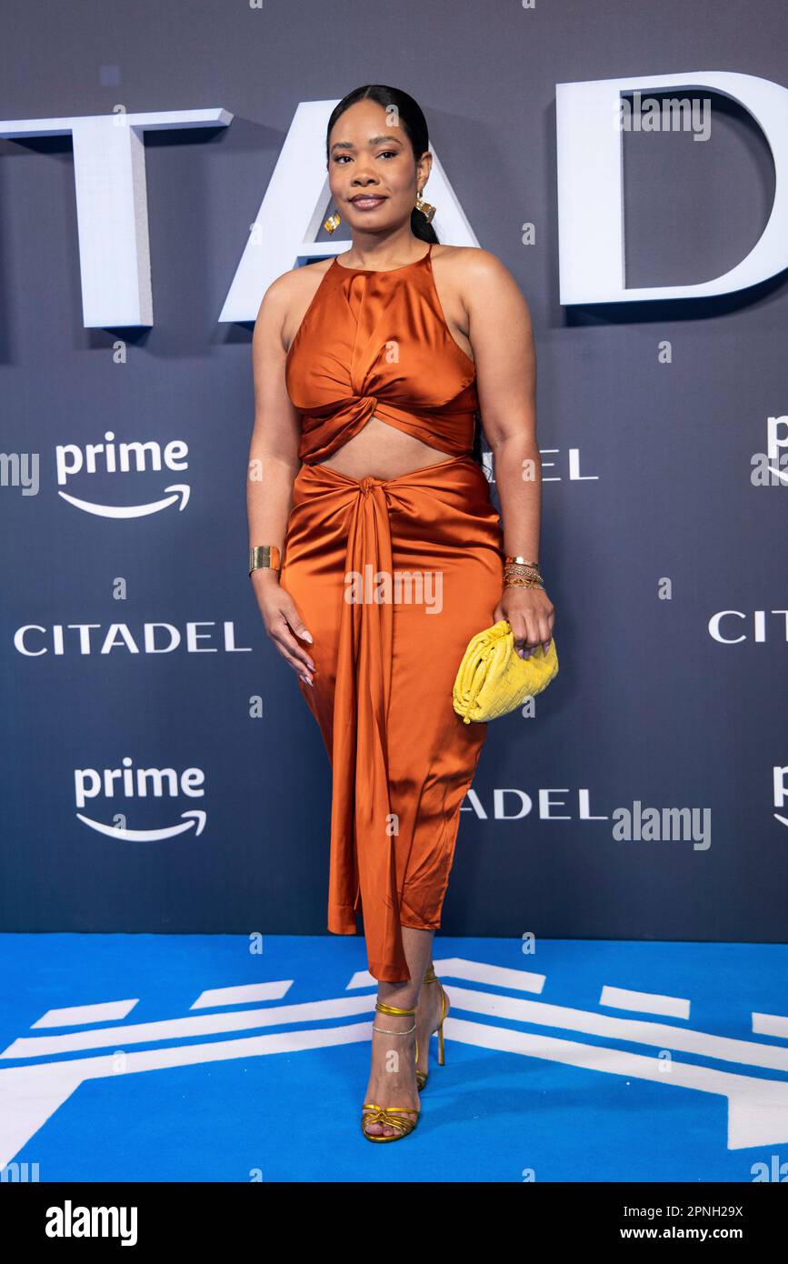 Weruche Opia poses for photographers upon arrival at the premiere of the television series ...