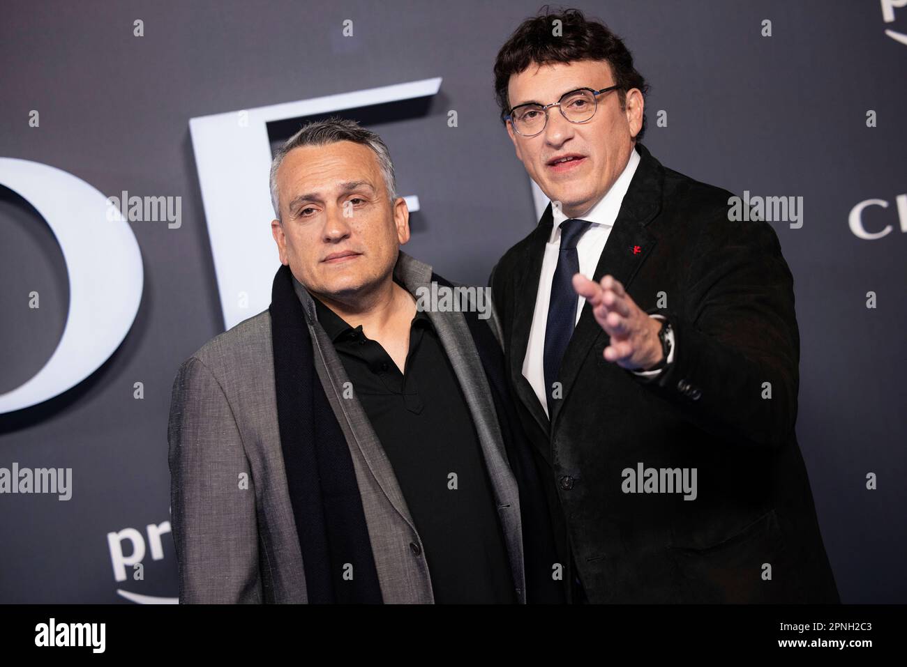 Joseph Russo, left, and Anthony Russo pose for photographers upon ...