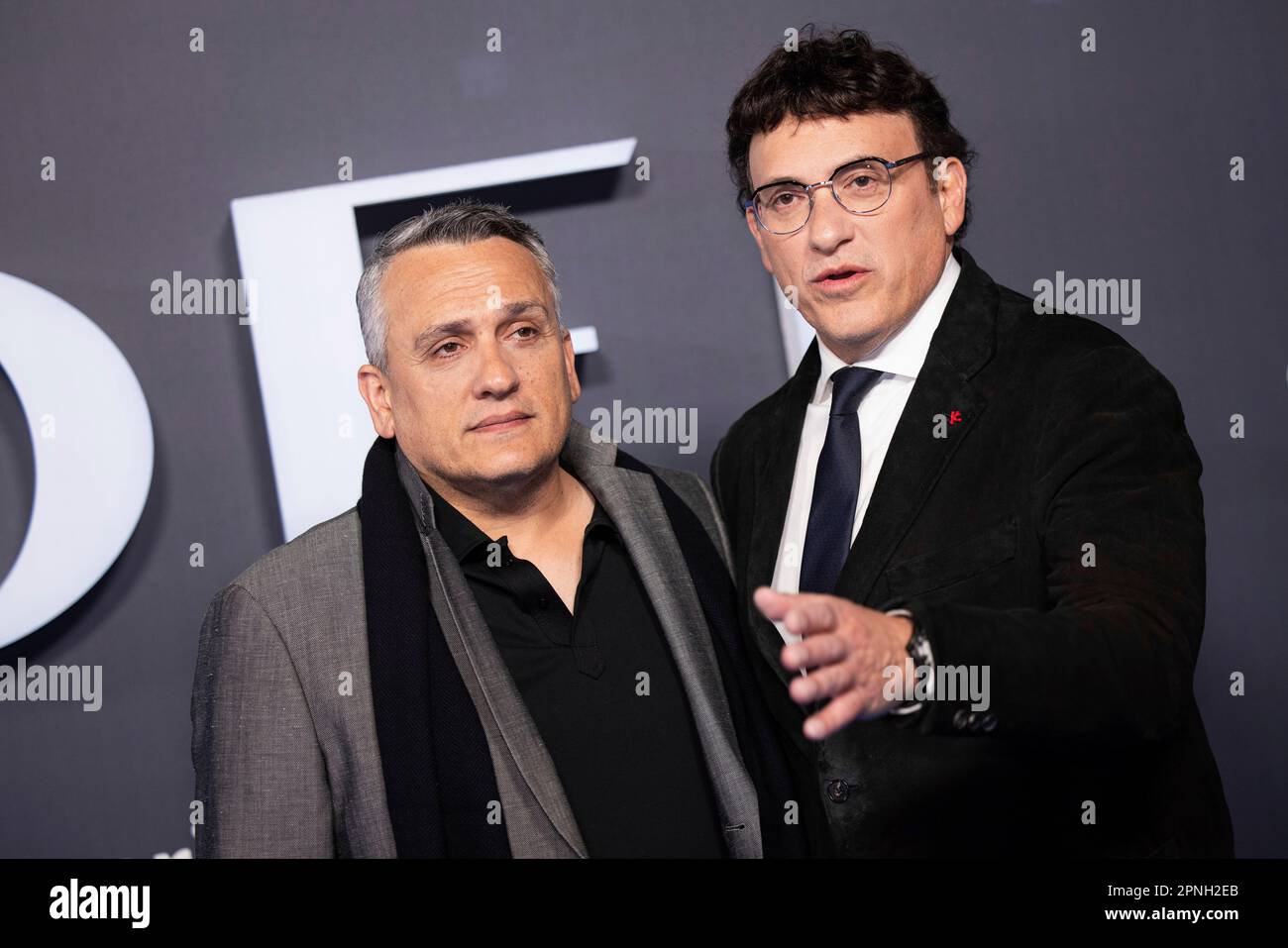 Joseph Russo, left, and Anthony Russo pose for photographers upon ...