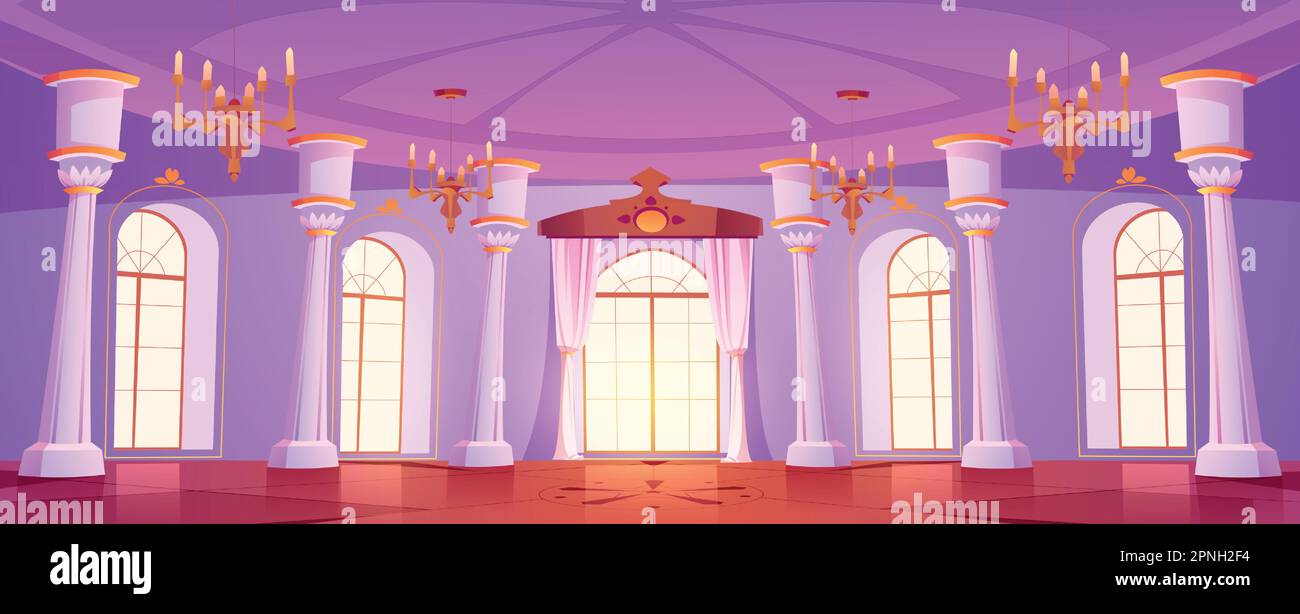 Palace room, royal castle ballroom. Luxury interior of medieval dance ...