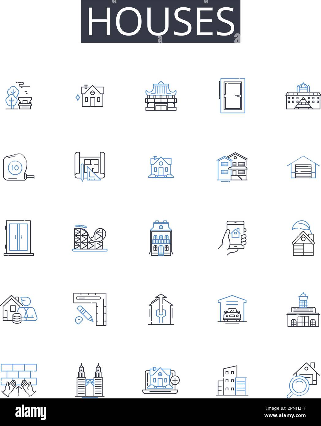 Houses line icons collection. Residences, Dwellings, Abodes, Homesteads ...