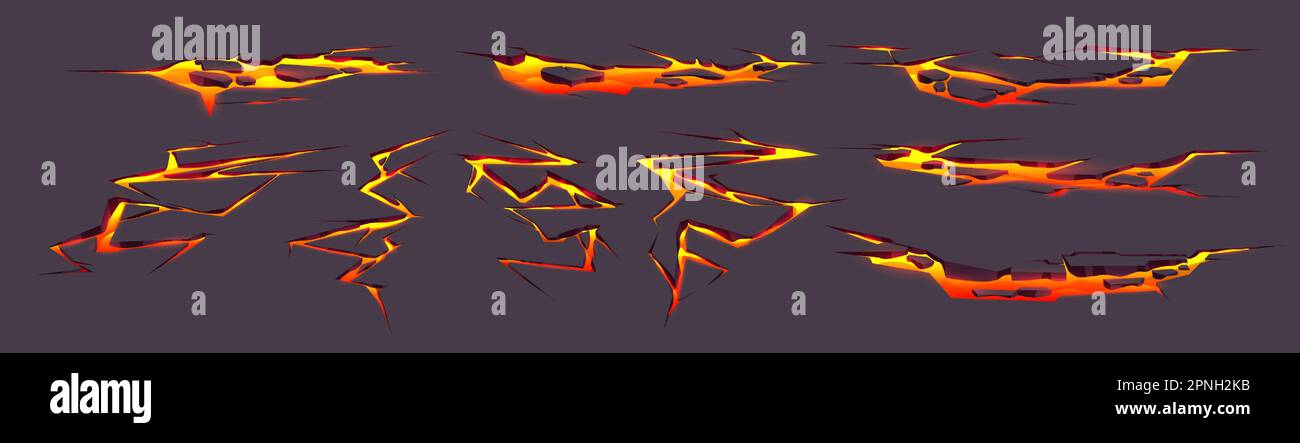 Volcano lava crack texture effect in ground vector. Broken earth with ...