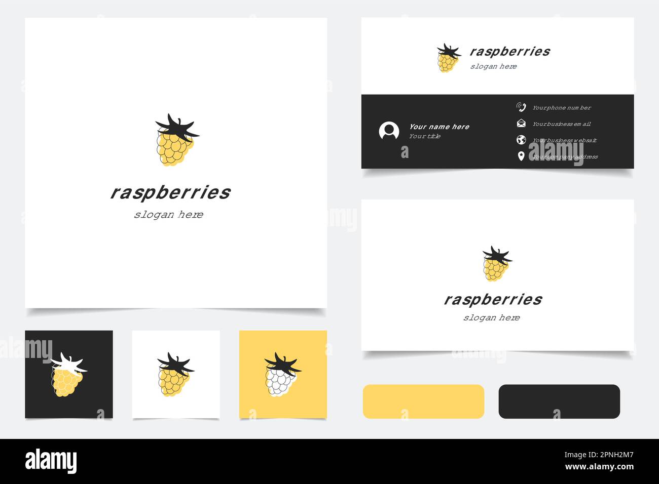 Raspberries logo design with editable slogan. Branding book and ...