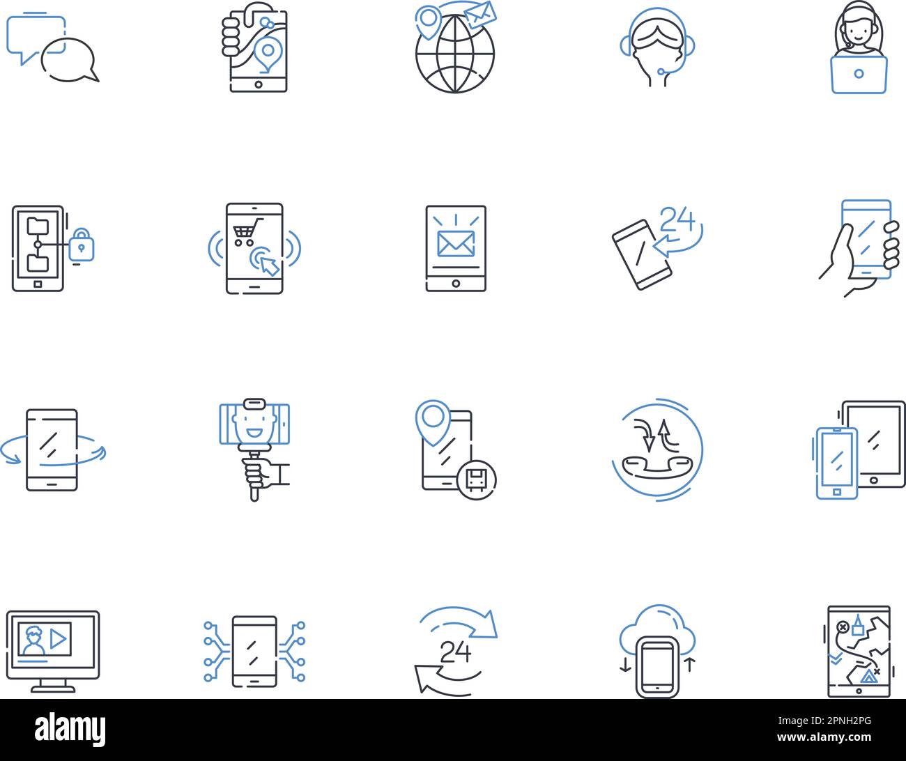 Cybernetic line icons collection. Augmentation, Bionic, Cognition ...