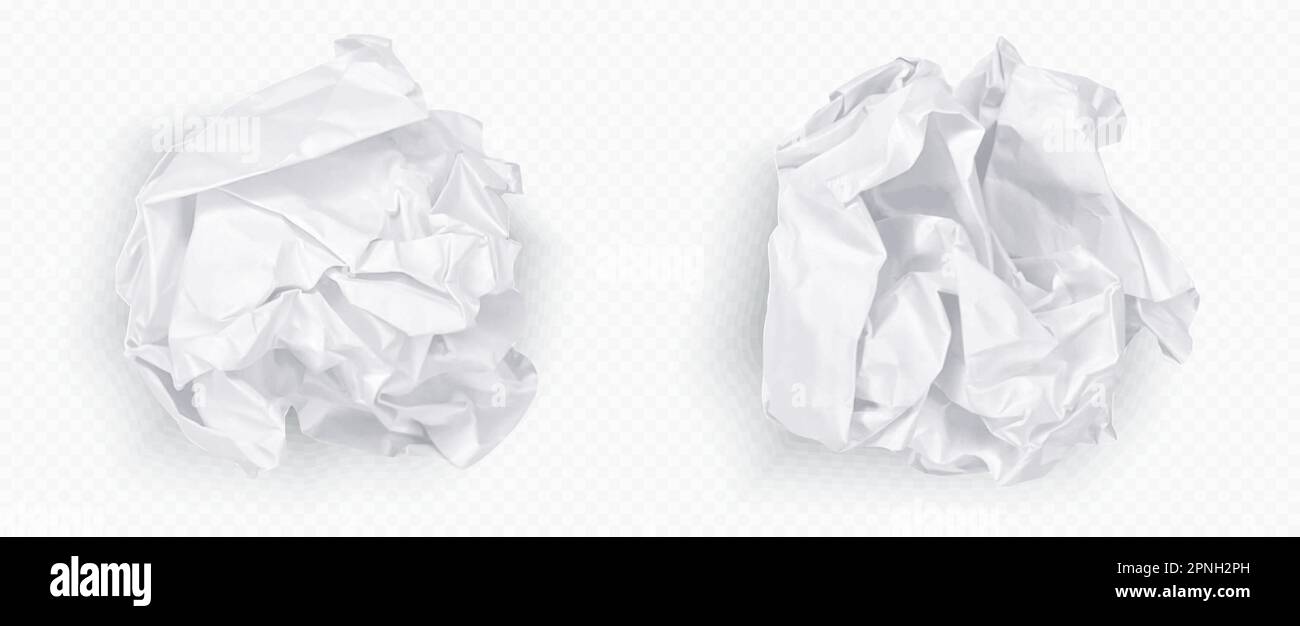 Crumple paper ball, white 3d crinkle trash vector isolated on ...
