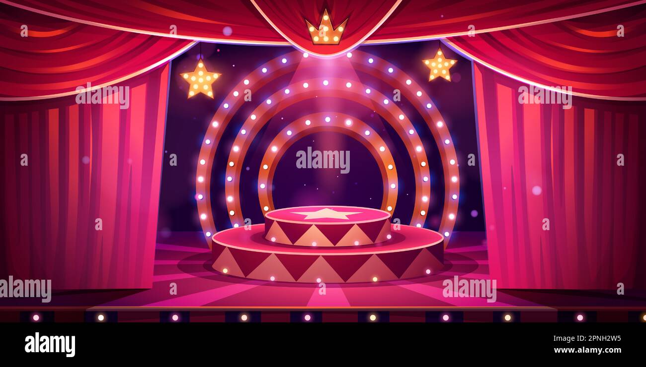 Circus cartoon stage with ring vector background. Carnival tent with ...