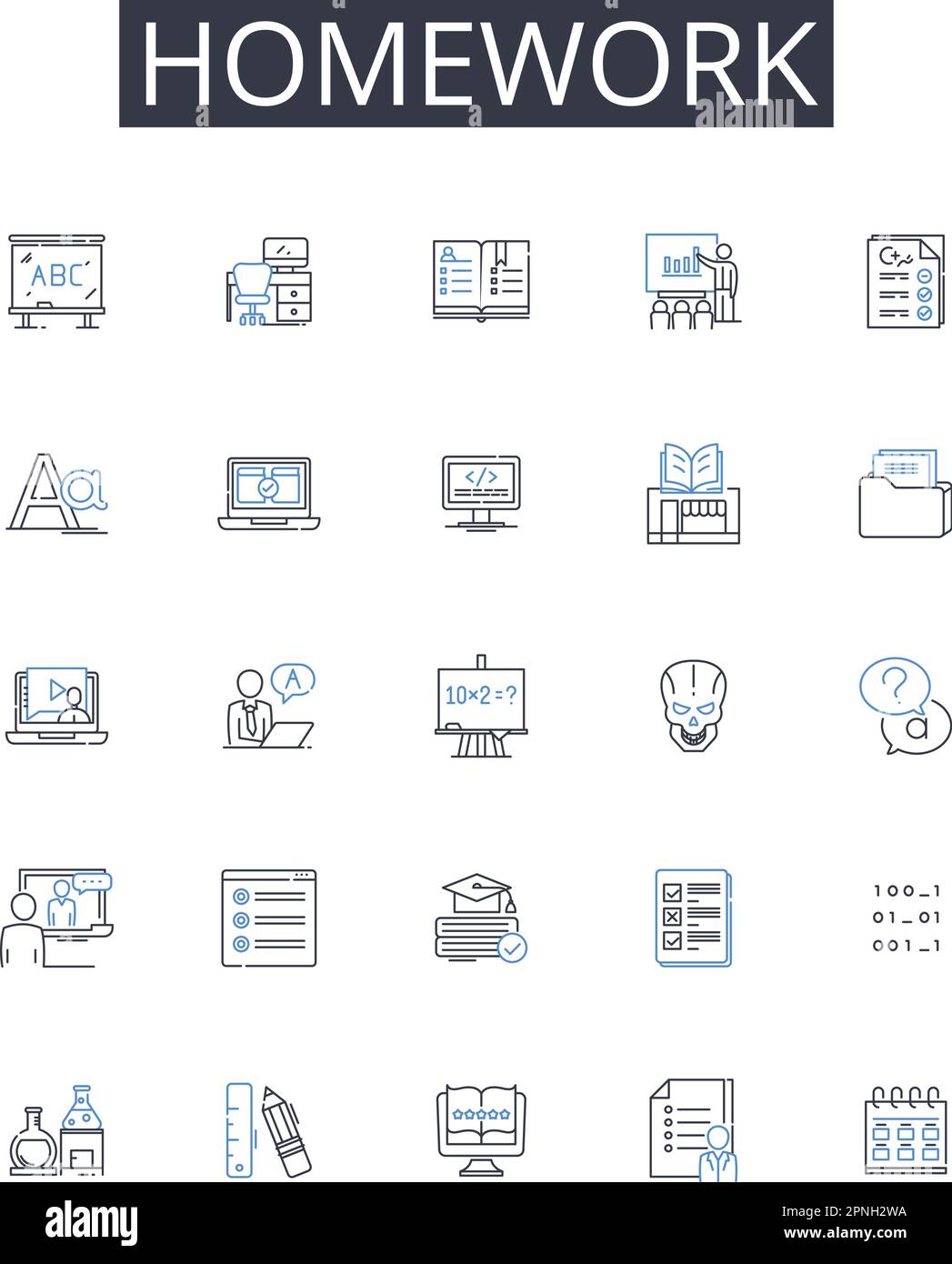 Homework line icons collection. Assignment-task, Project-activity, Test ...