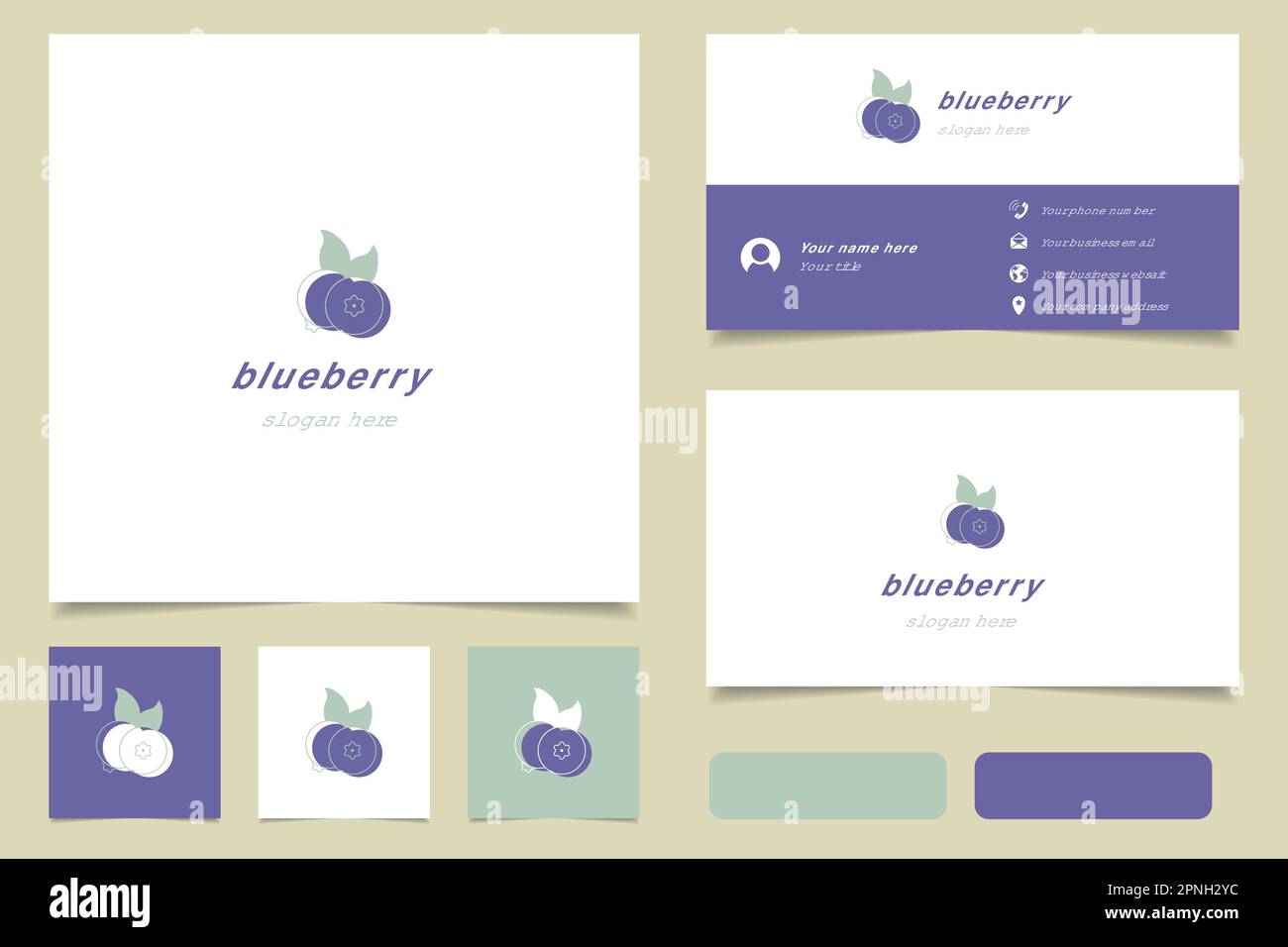 Blueberry logo design with editable slogan. Branding book and business ...