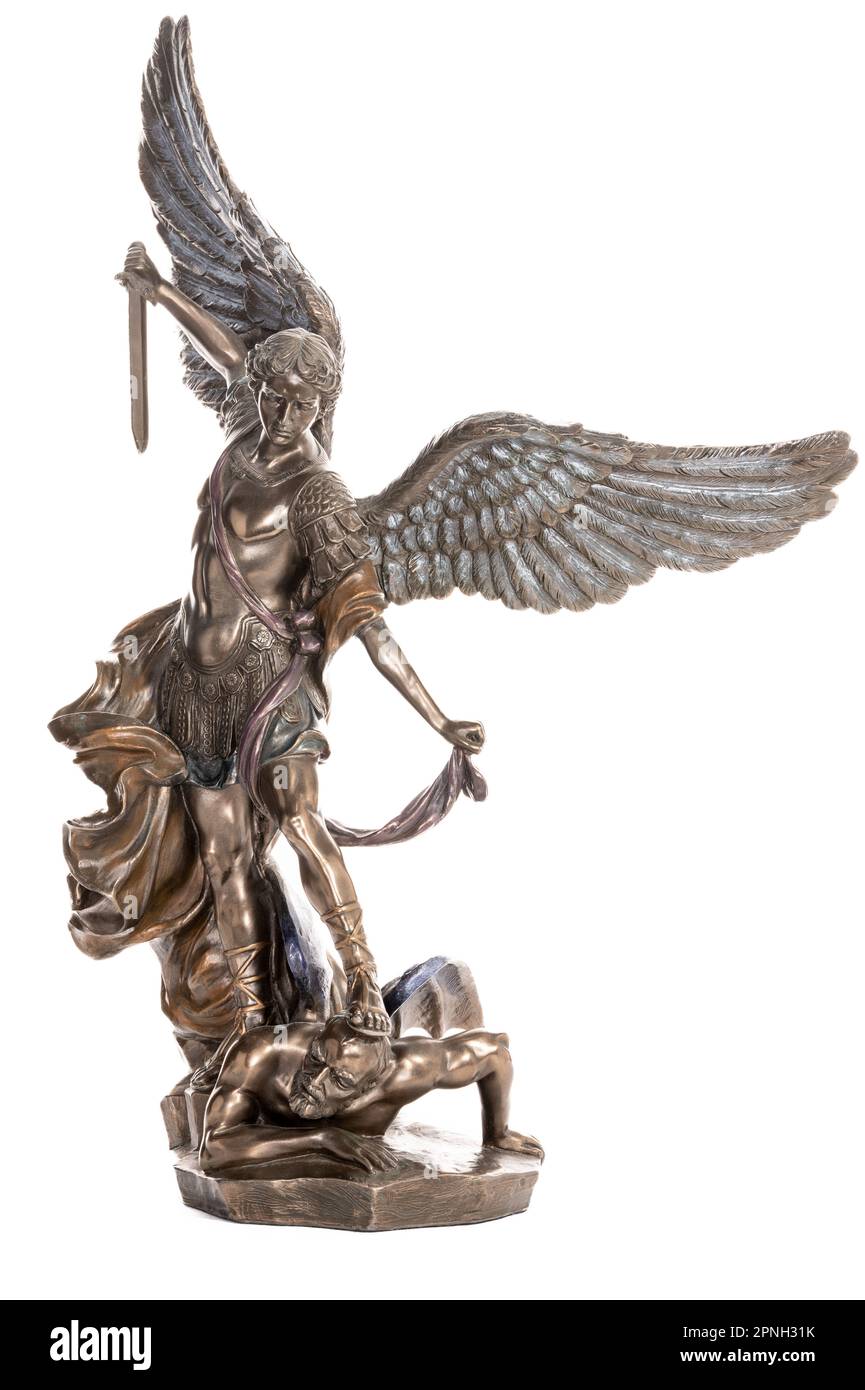 Saint michael devil statue detail Cut Out Stock Images & Pictures - Alamy