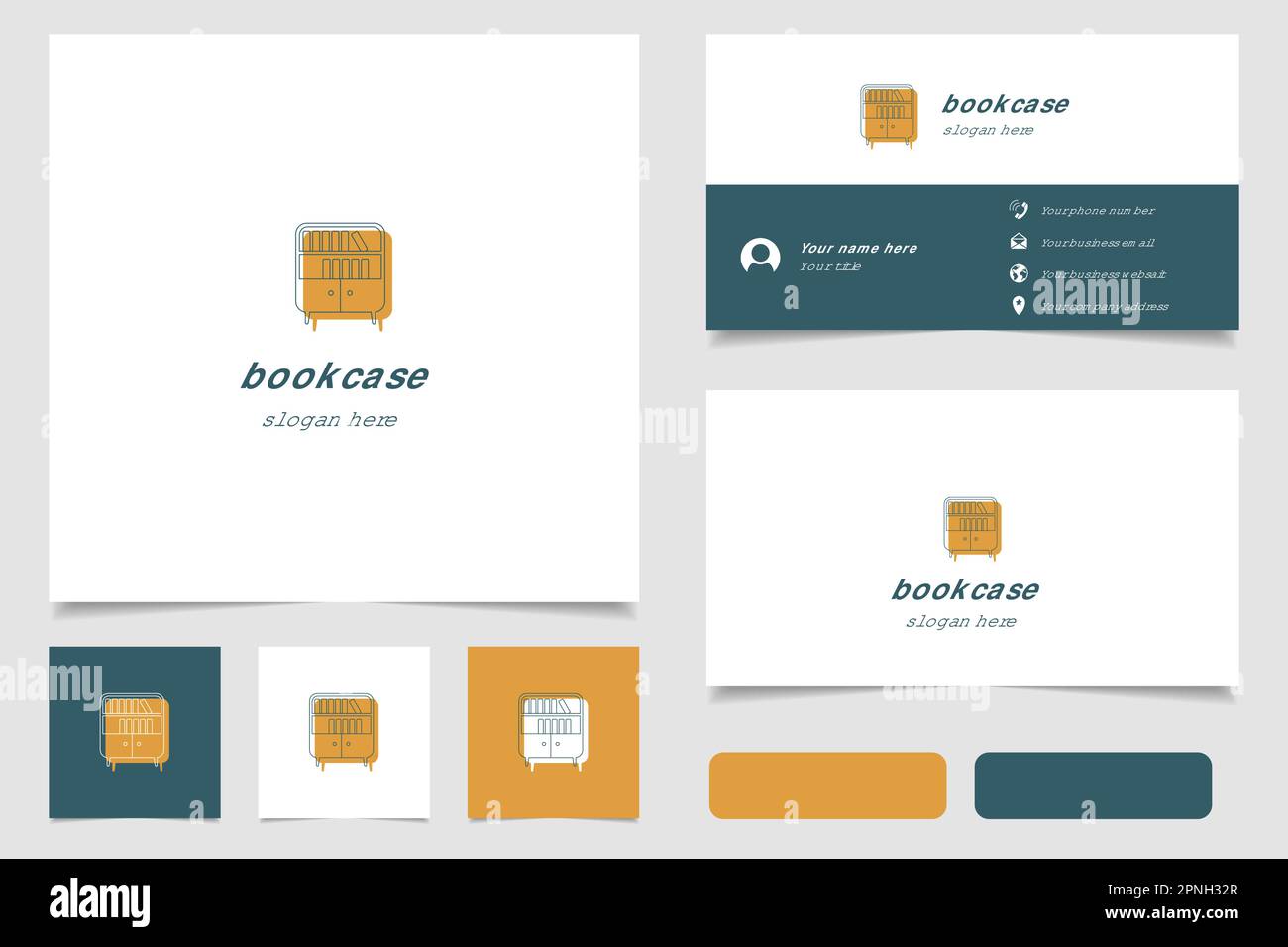 Bookcase logo design with editable slogan. Branding book and business ...