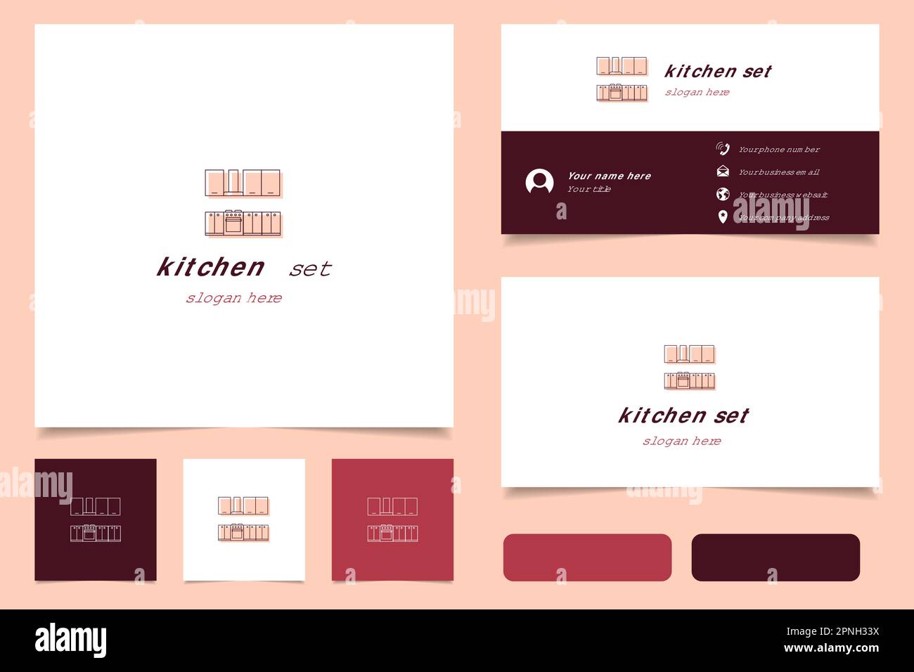 Kitchen set logo design with editable slogan. Branding book and ...