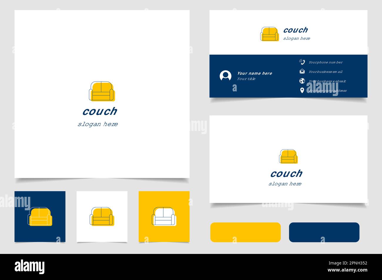 Couch logo design with editable slogan. Branding book and business card ...