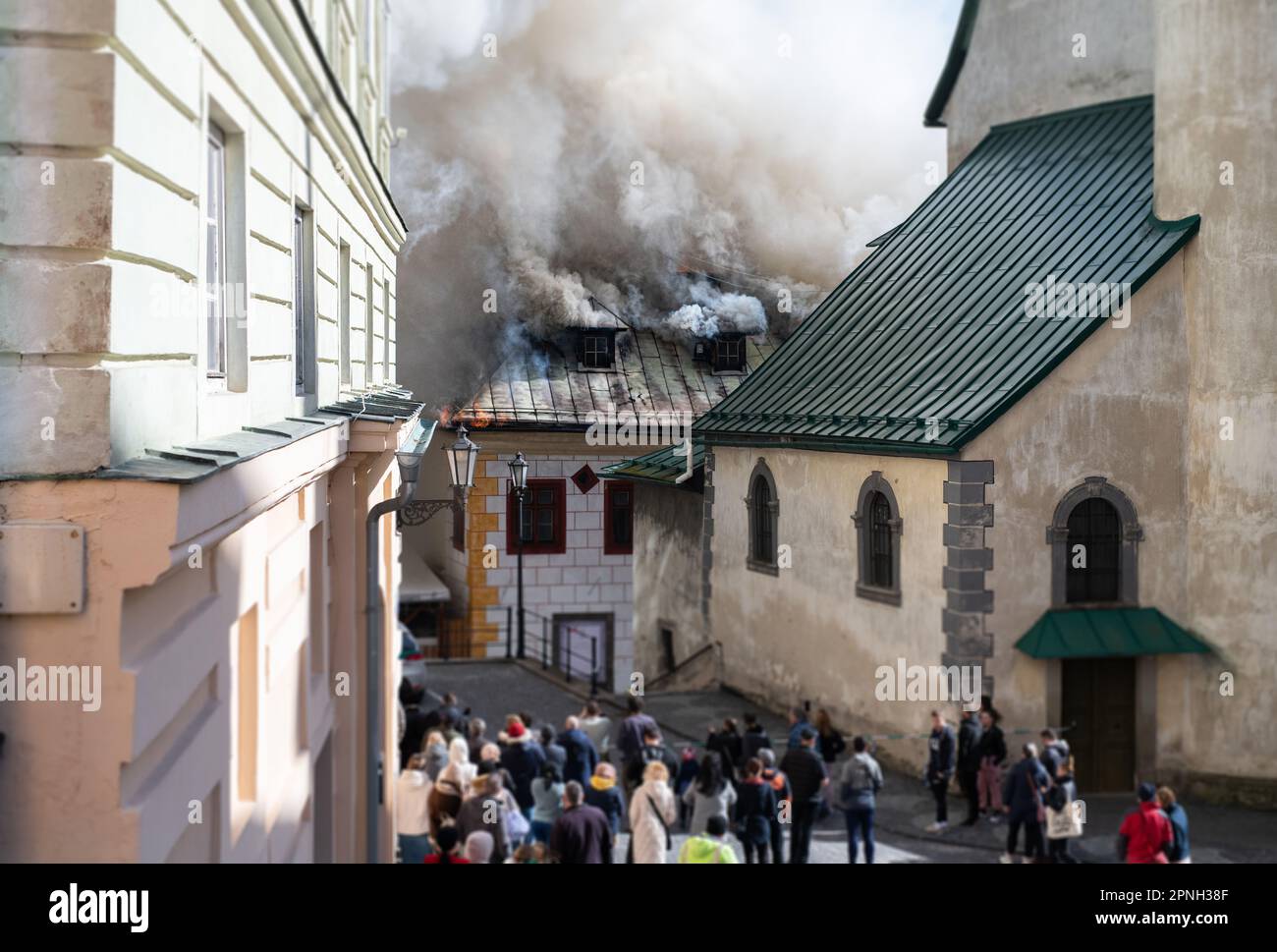 Close up of burning old city center Stock Photo - Alamy
