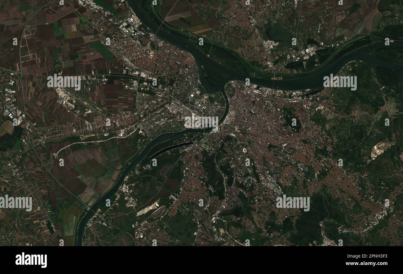 High resolution satellite image of Belgrade in Serbia - contains ...