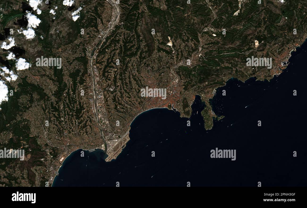High resolution satellite image of Nice in France - contains modified ...