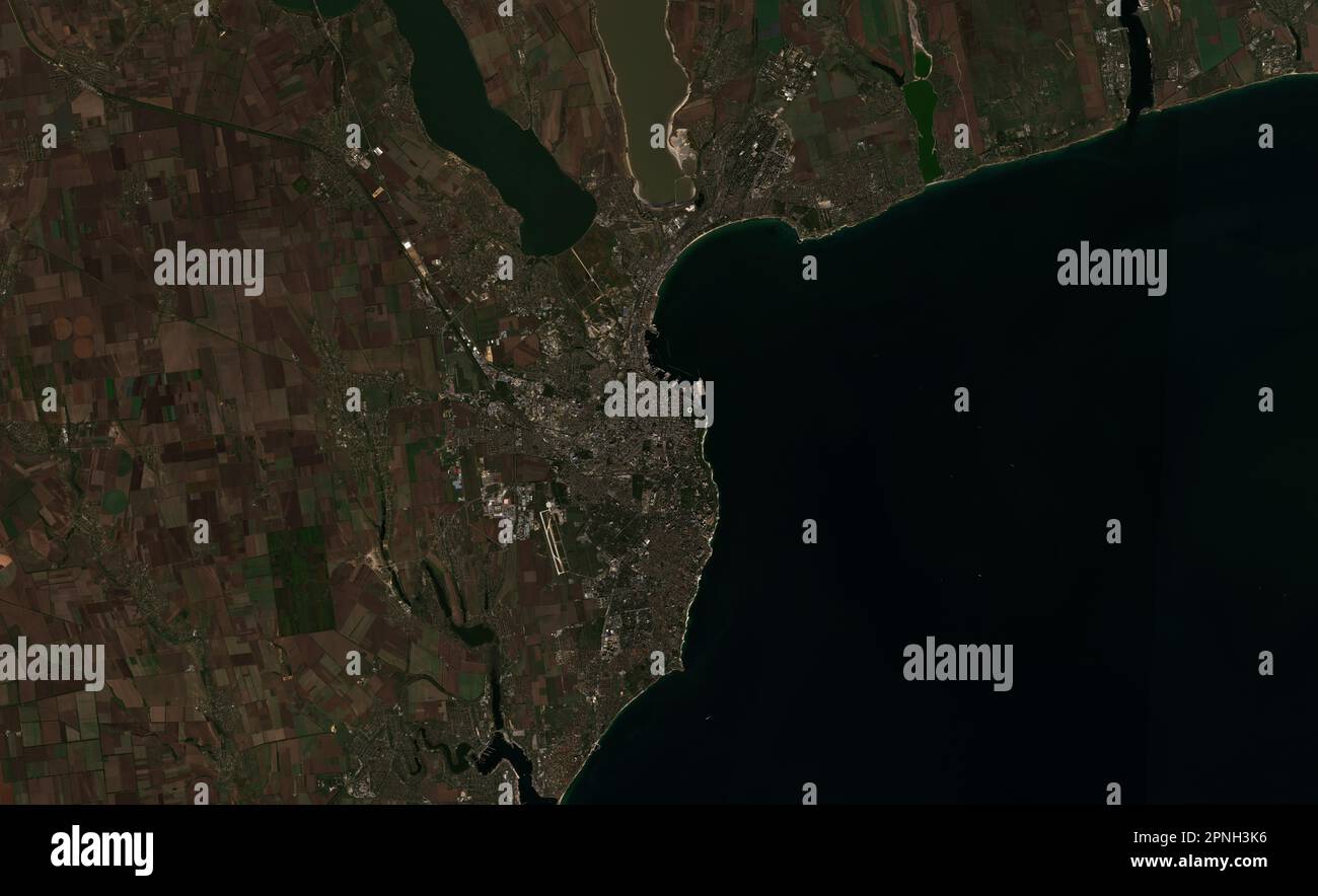 High resolution satellite image of Odesa in Ukraine - contains modified ...