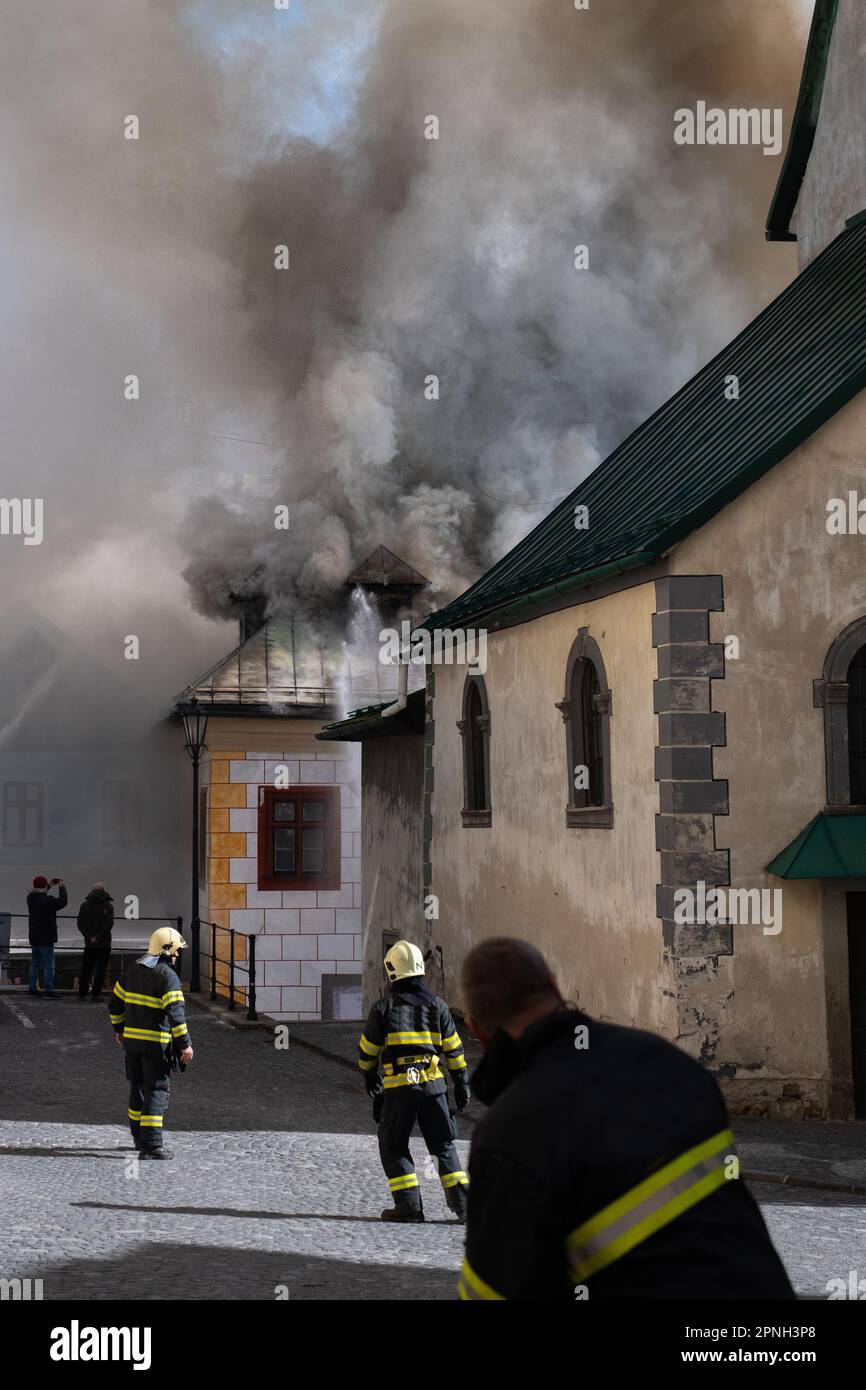 Close up of burning old city center Stock Photo - Alamy