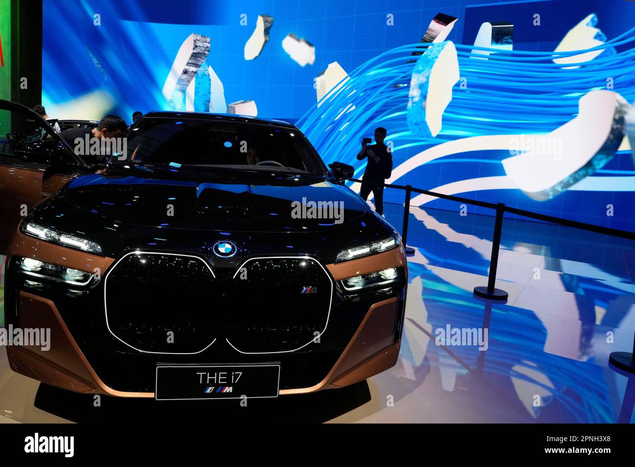 The BMW i7 M70L is displayed during the Auto Shanghai 2023 show in Shanghai, Wednesday, April 19 ...