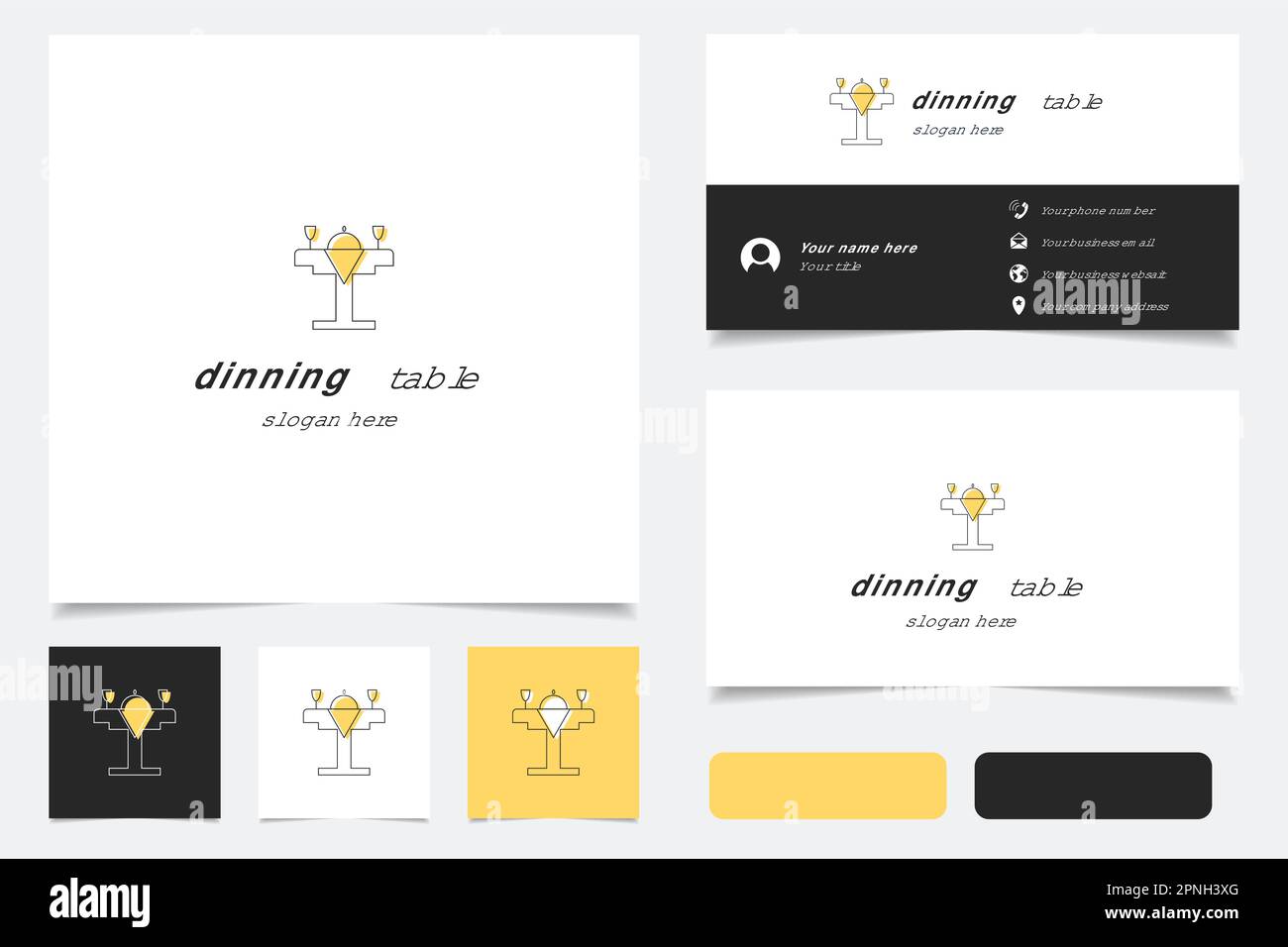 Dinning table logo design with editable slogan. Branding book and ...