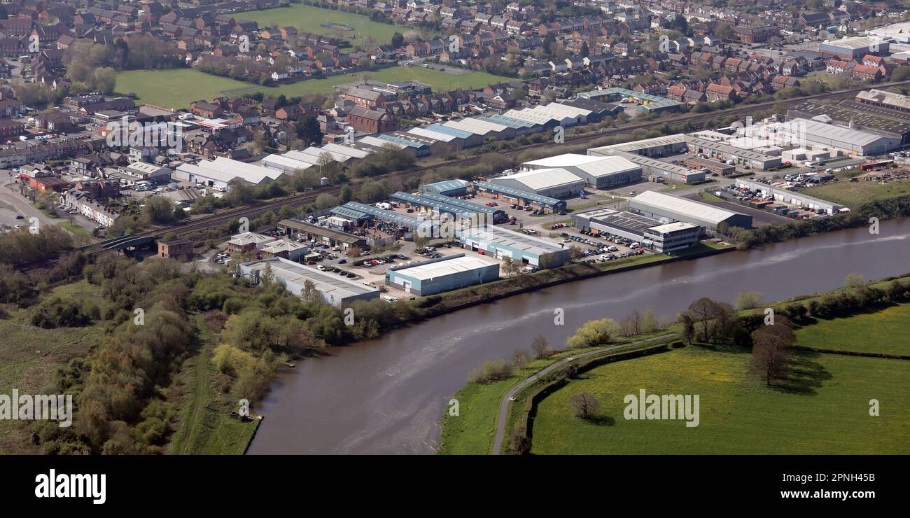 aerial view of various busines, industrial and trading estates at ...